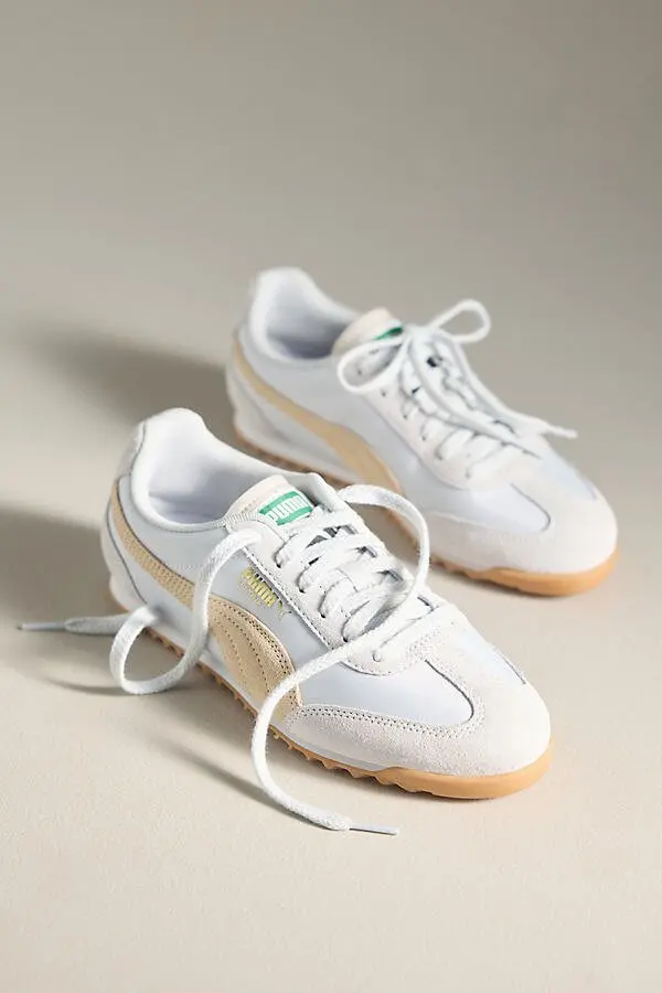 Puma Arizona Retro Sneakers - Silver Mist-Canvas-Puma Gold